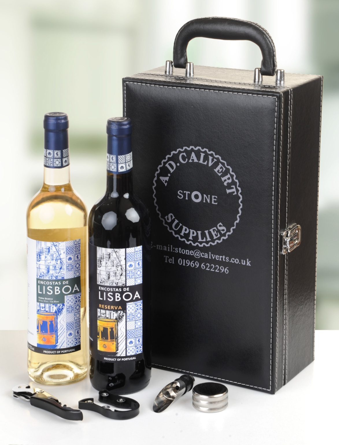 Double Black Leather Wine Box - Jean Juviniere